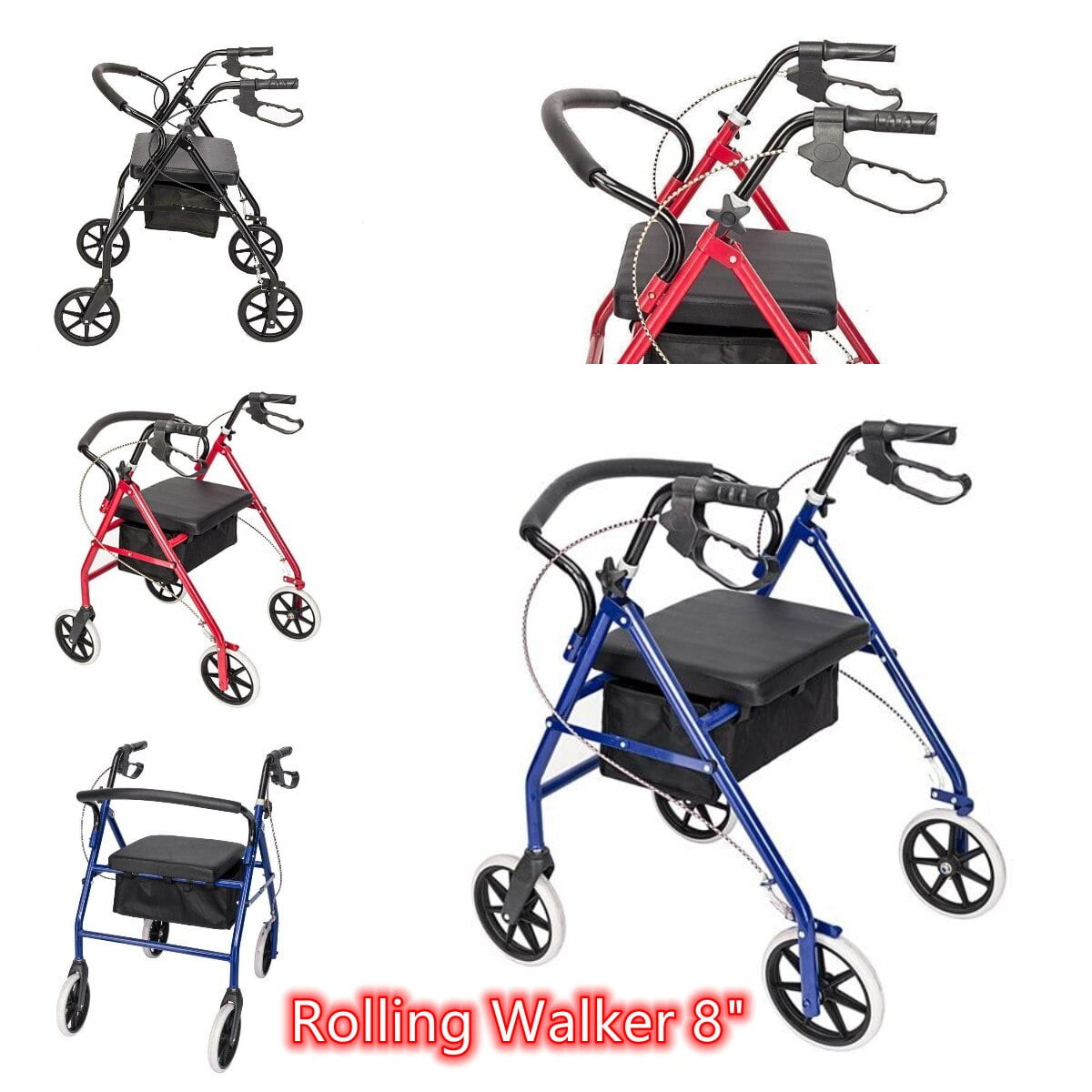 30% Off Now!Rollator Walker,Rolling Walker 8",4-Wheel Rollator Walker ...
