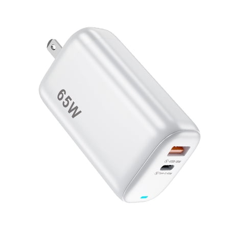 USB-C 65W and USB-A 18W Dual Port Fast Charge Wall Power Adapter ...