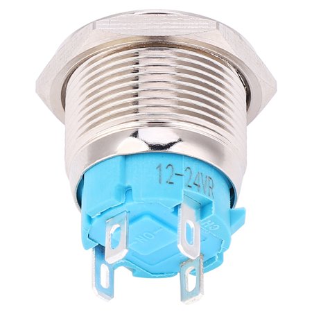 2pcs 12~24VDC Push Button Switch 19mm Round 4PIN Self Reset Switch With ...