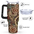 40oz Mandala Paisley Pattern Tumbler with Handle and Straw, Insulated ...