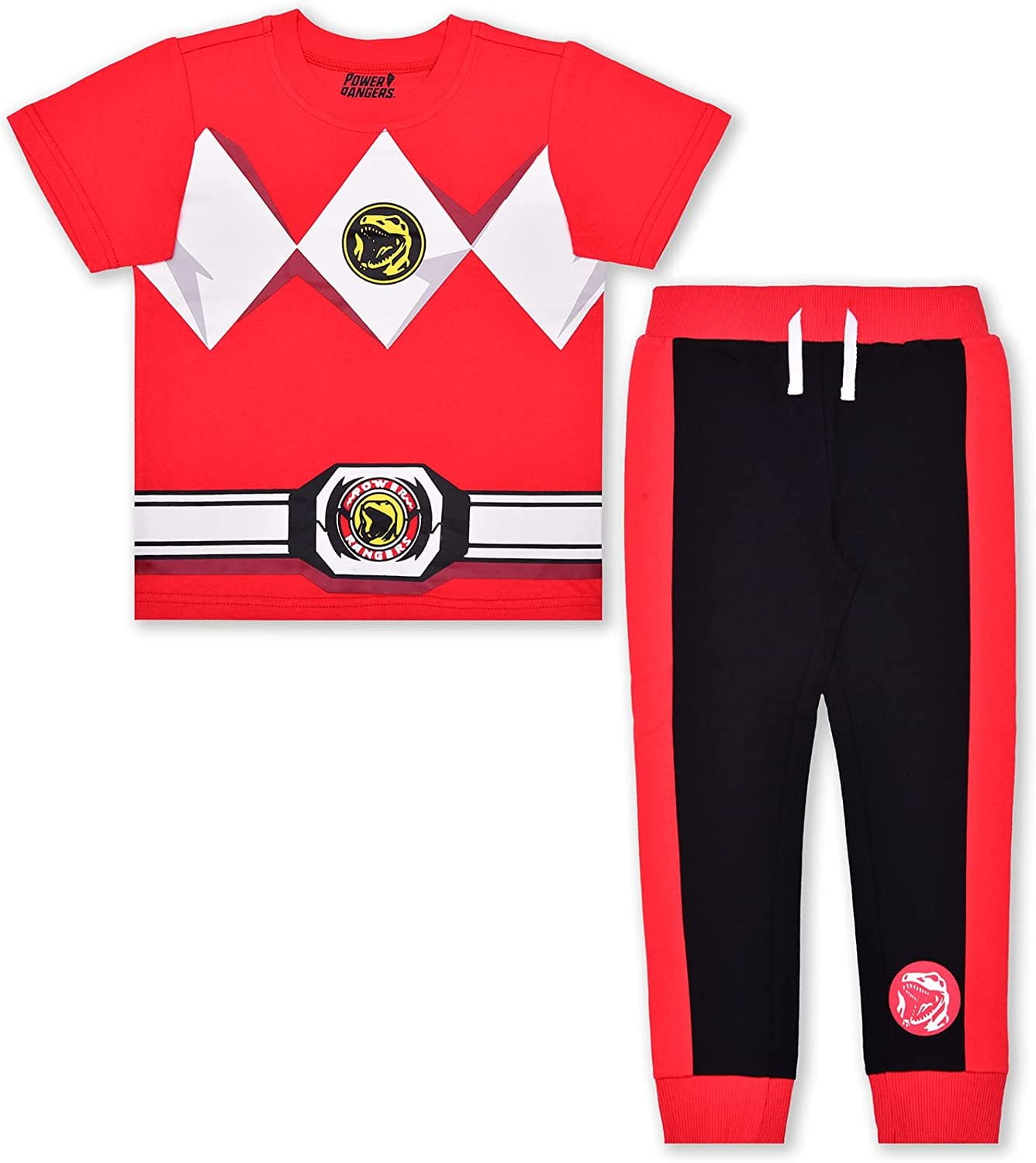 Power Rangers Red Ranger Boys 2 Piece Roleplay Short Sleeve Jogger Set ...