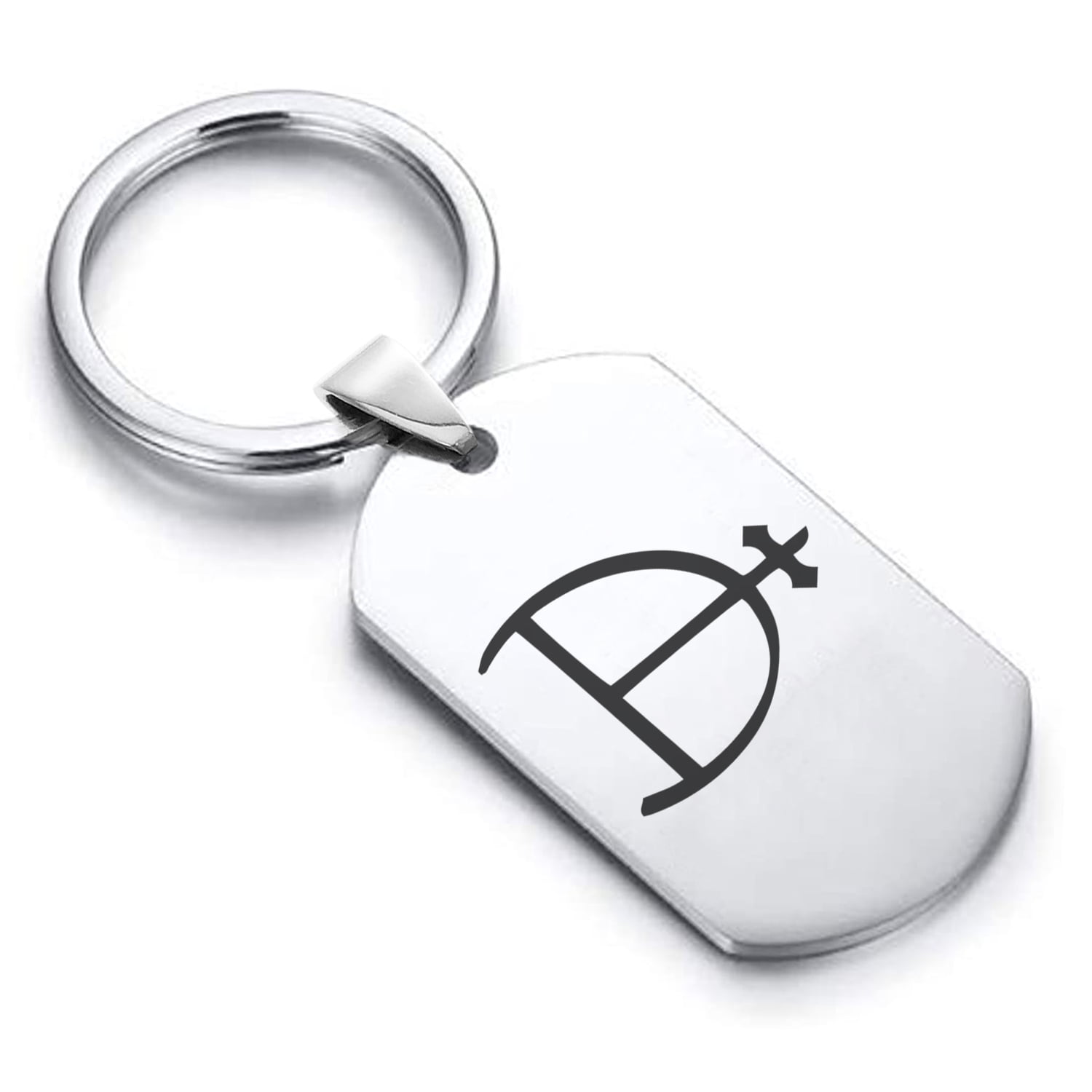 Stainless Steel Magnesium Alchemy Symbol Dog Tag Keychain Circle Ring ...