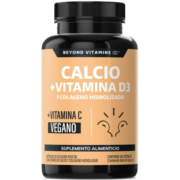 Suplemento Alimenticio Beyond Vitamins Calcio, Vitamina D3, Colágeno Hidrolizado y Vitamina C ...
