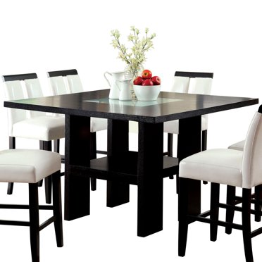 Contemporary Glass-Insert Dining Table, Black - Walmart.com