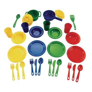 KidKraft 27-Piece Pastel Cookware Set, Plastic Dishes and Utensils for ...