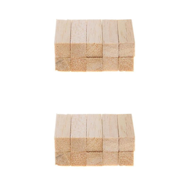 20 Pieces Square Balsa Wood Stick Block Unfinished Woodcraft Dowel Rod ...
