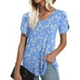ANYJOIN Womens Summer Tunics Tops Short Sleeve Casual T-Shirts V Neck ...