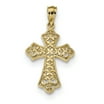 Finest Gold 14K Yellow Gold Diamond-Cut Filigree Cross Pendant ...