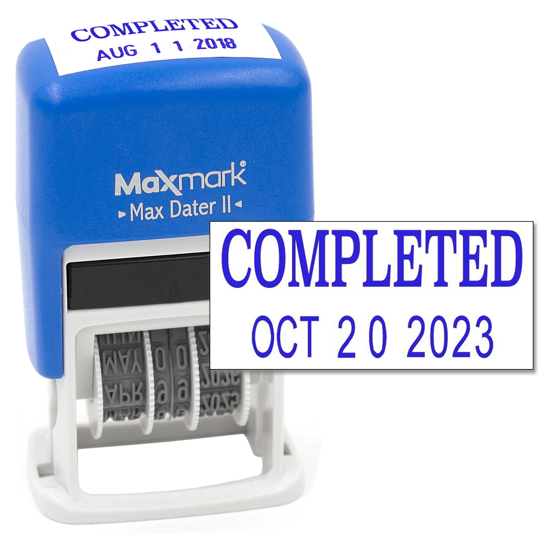 MaxMark Self-Inking Rubber Date Office Stamp with COMPLETED Phrase ...