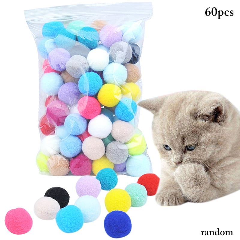 Click here for Nobrand 60pcs Cat Toy Ball Plush Bouncy Pompom Bal... prices