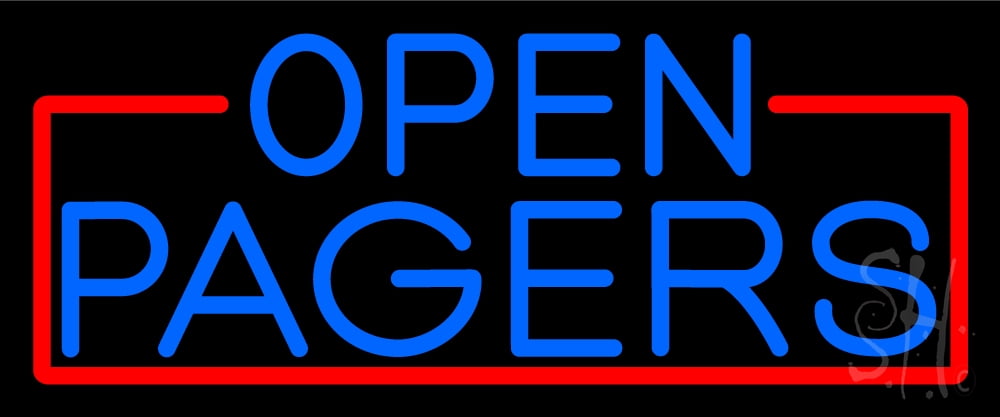 Blue Open Pagers With Red Border LED Neon Sign 10 x 24 - inches, Clear ...