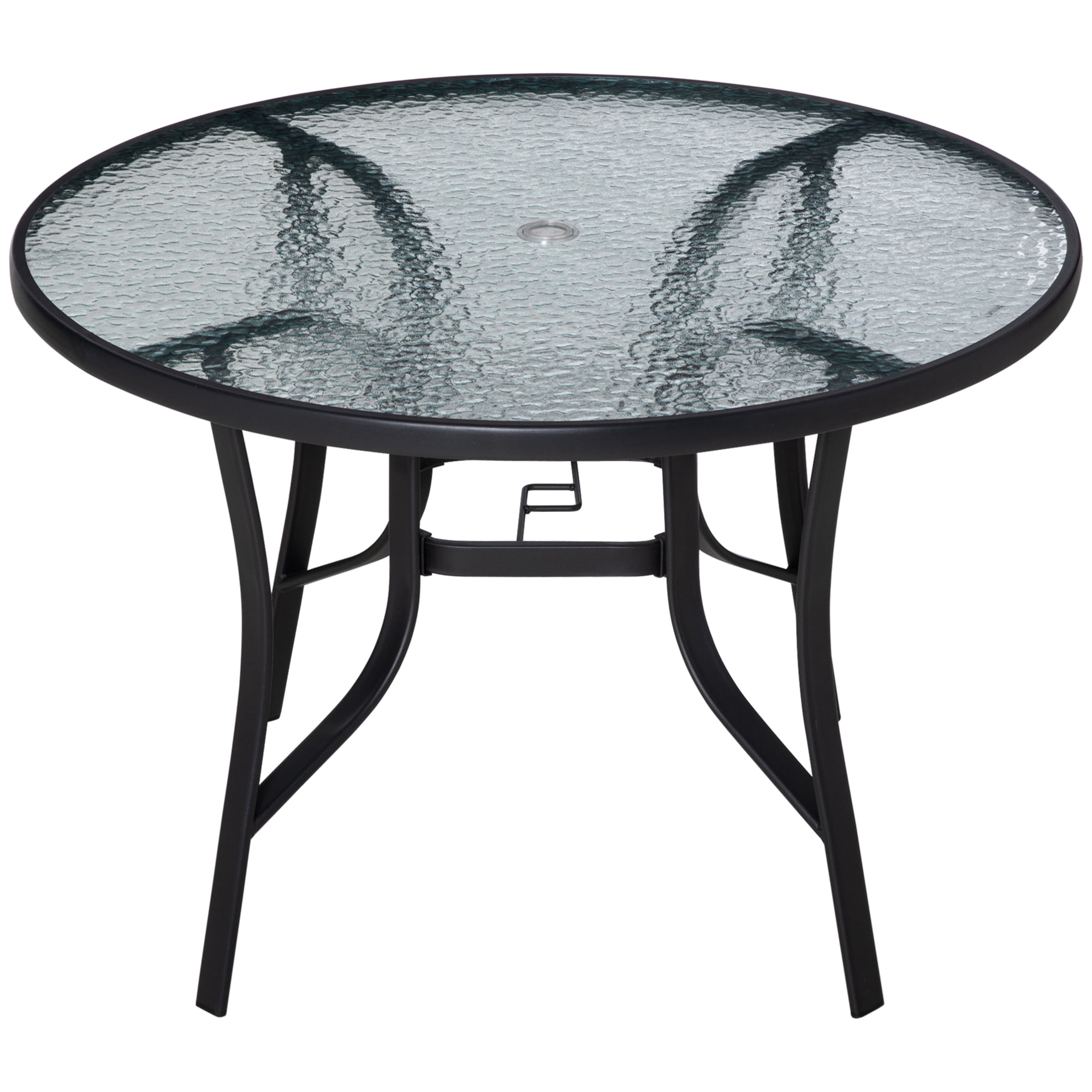 Outsunny 42-inch Round Steel Outdoor Dining Table with Umbrella Hole ...