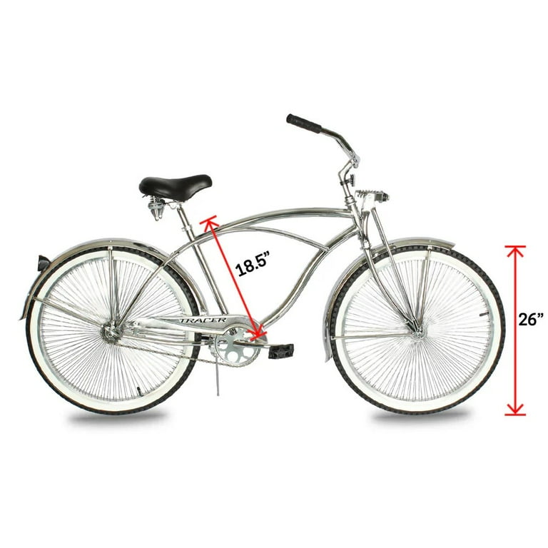 26 All Chrome Steel Classic Springer 140 Spokes Single Speed Stretch Beach Cruiser Bicycle with Wide Springs Seat Saddle Bike Walmart