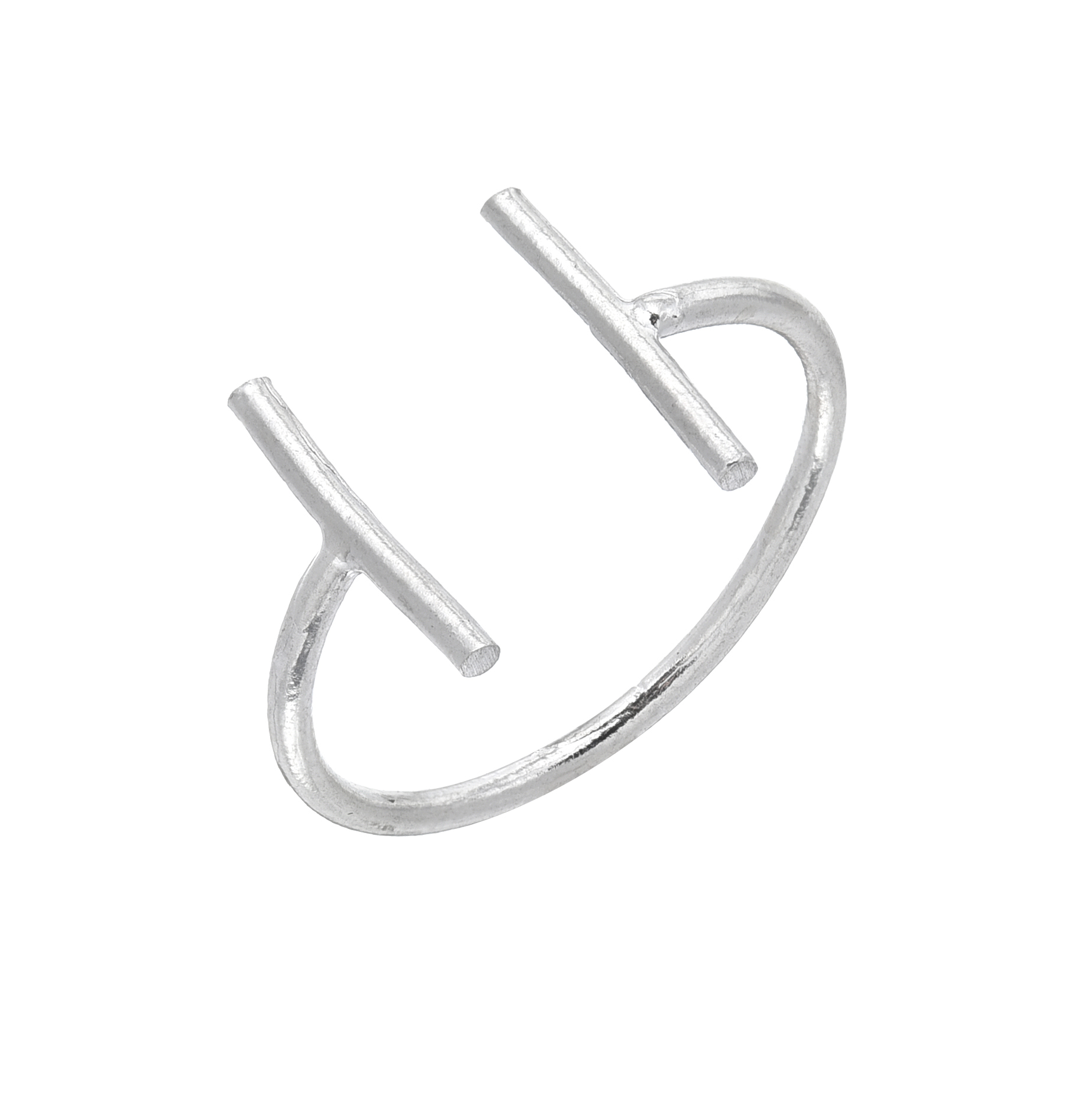 Open Parallel Bar Ring - 925 Sterling Silver - Adjustable - Walmart.com