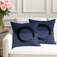 Black Circle Pillow Covers Set of 2, Japanese Style Circle Blue Strips ...