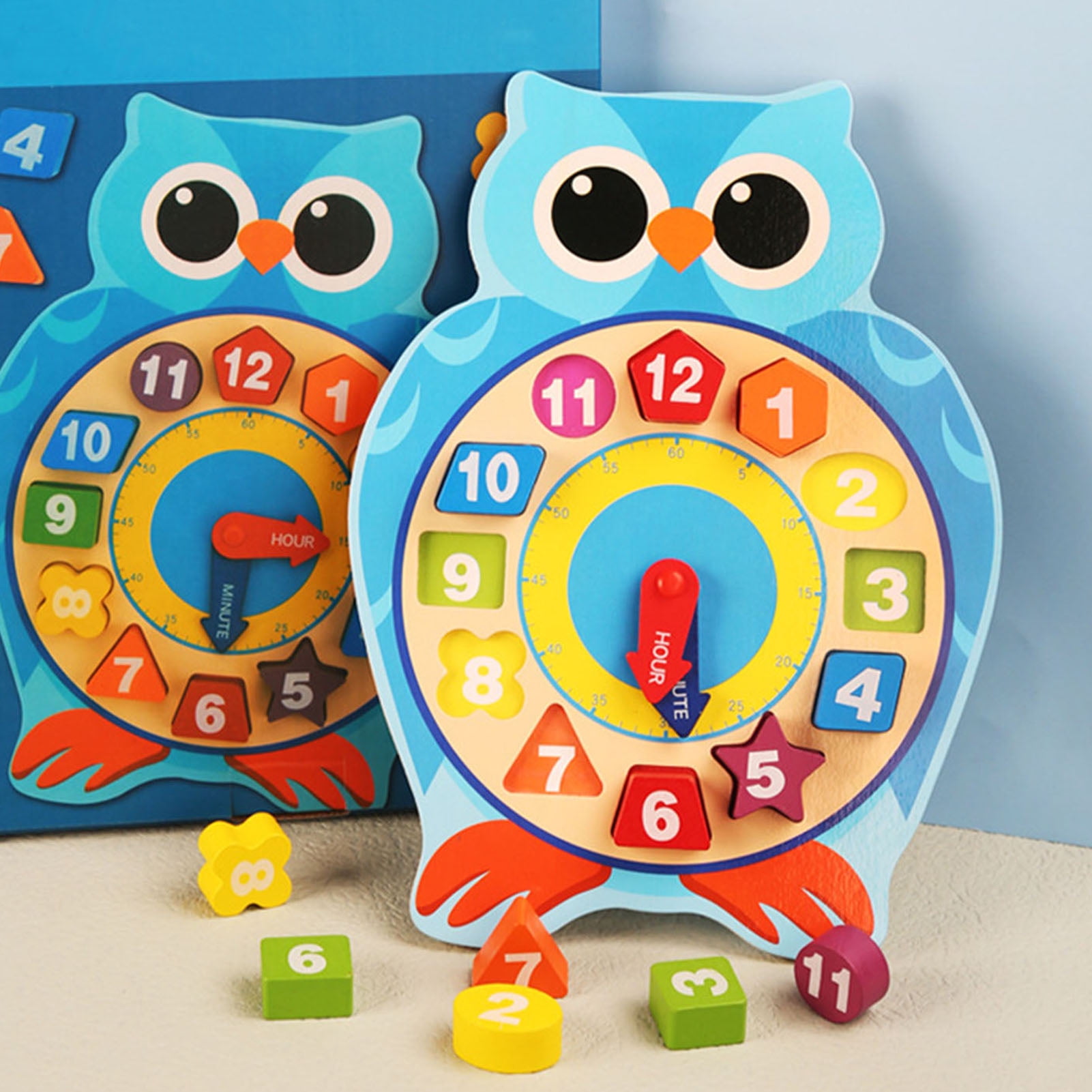 Travelwant Wooden Shape Color Sorting Clock – Teaching Time Number ...