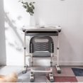 Adjustable Student Desk & Chair Set, White Lacquered, Light Grey ...