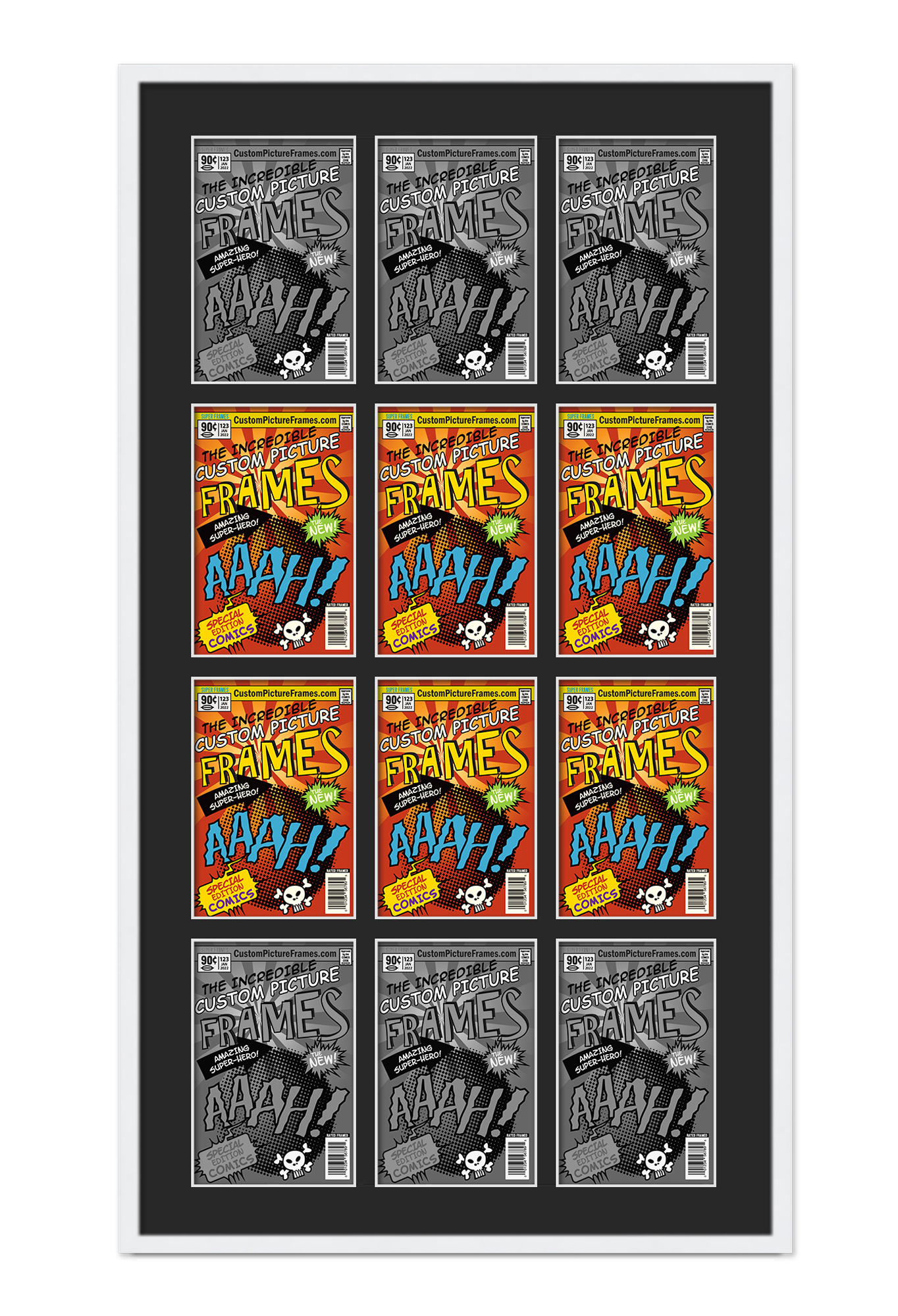 12 Comic Book Frame White Collage Comic Book Frame with Black Mat to ...