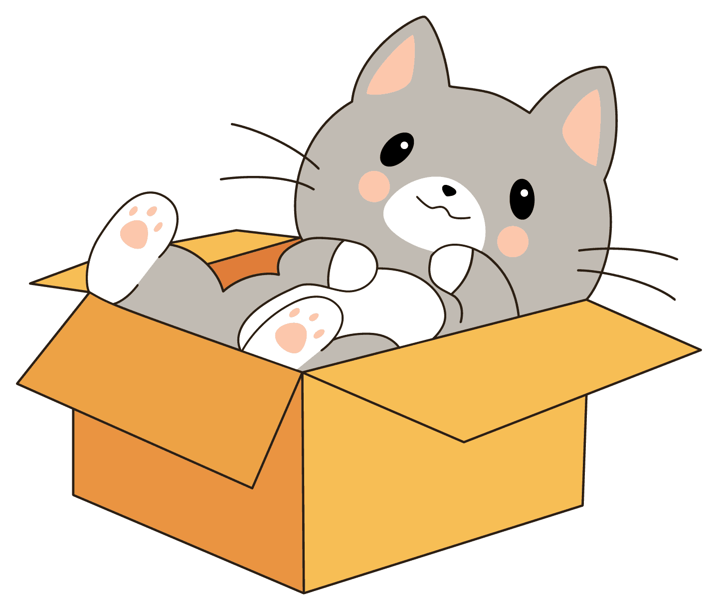 Cute Little Kitty Inside a Box Artwork Design Vinyl Wall Decal ...