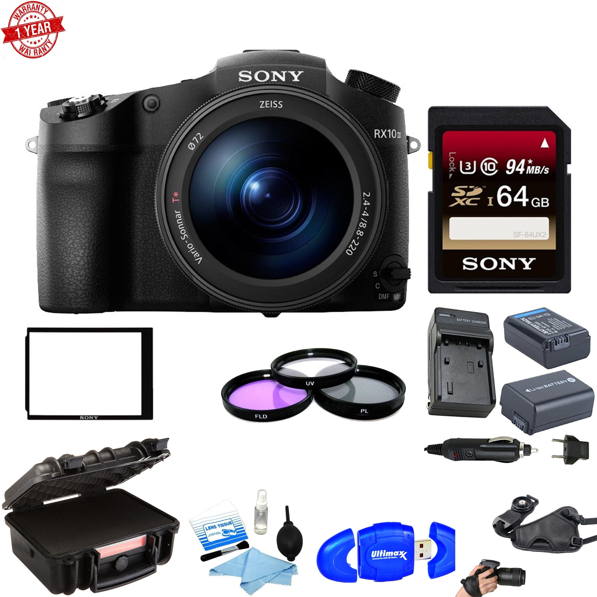Sony DSC-RX10 III Cyber-shot Digital Camera w/ 64GB SD Card & Accessory ...