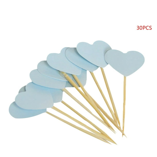 Homeholiday 30pcs Heart Shape Cake Toppers Insert Cards with Toothpick ...