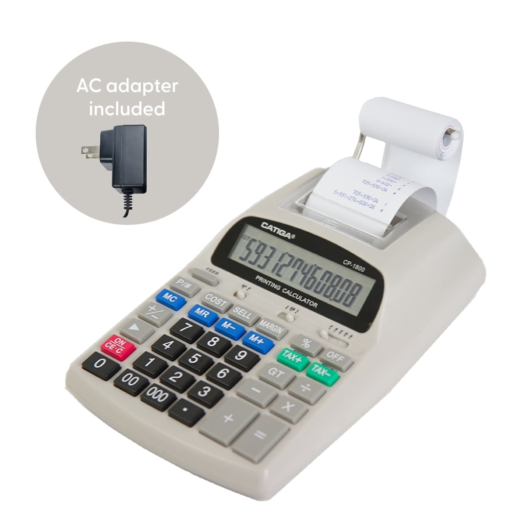 Catiga 12-Digit Desktop Printing Calculator with Tax Functions, Two ...