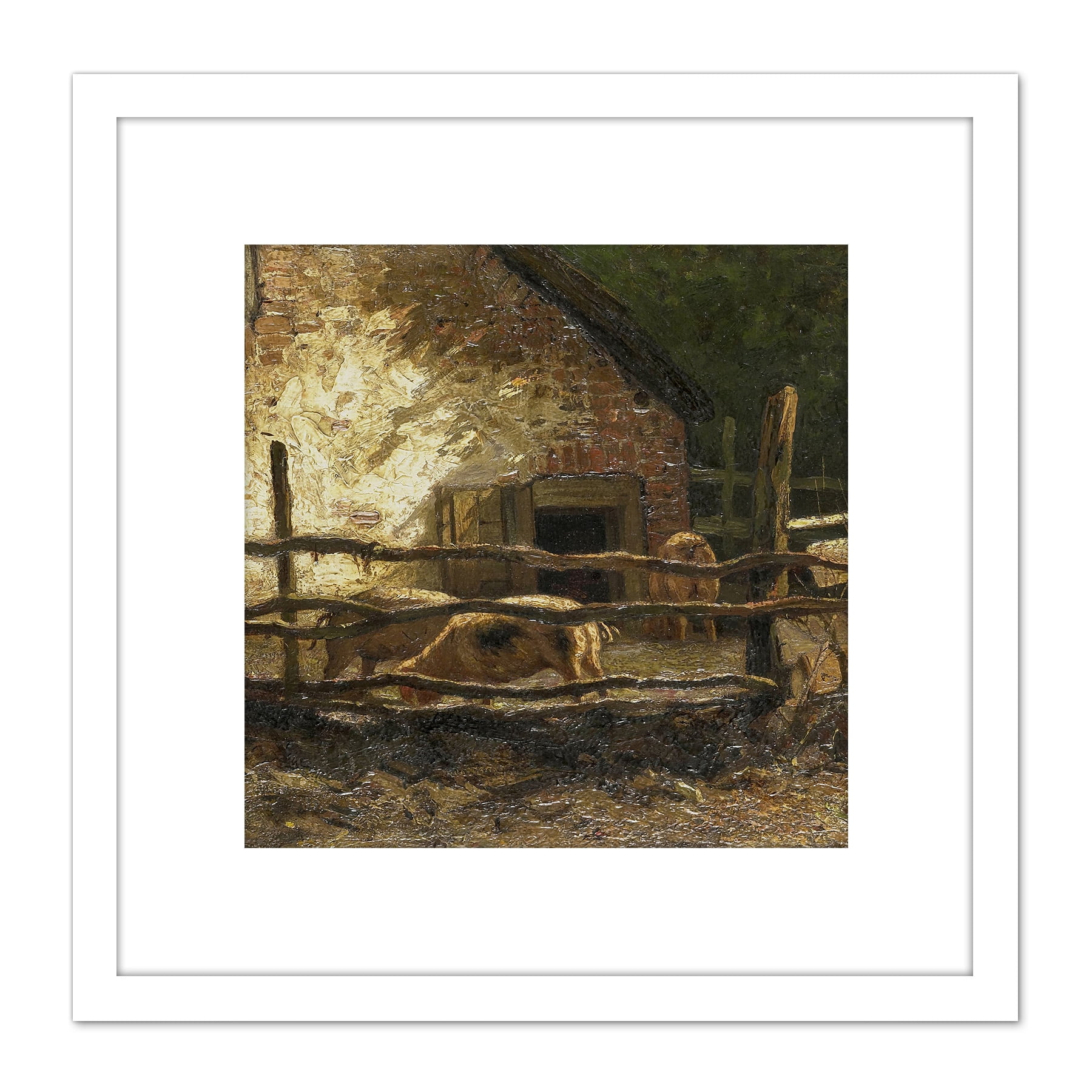Apol Pigs In A Sty Painting 8X8 Inch Square Wooden Framed Wall Art ...