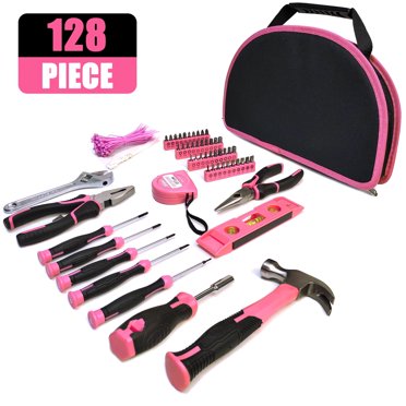 WORKPRO 106-Piece Pink Tool Kit, Portable Lady's Household Repair Set ...