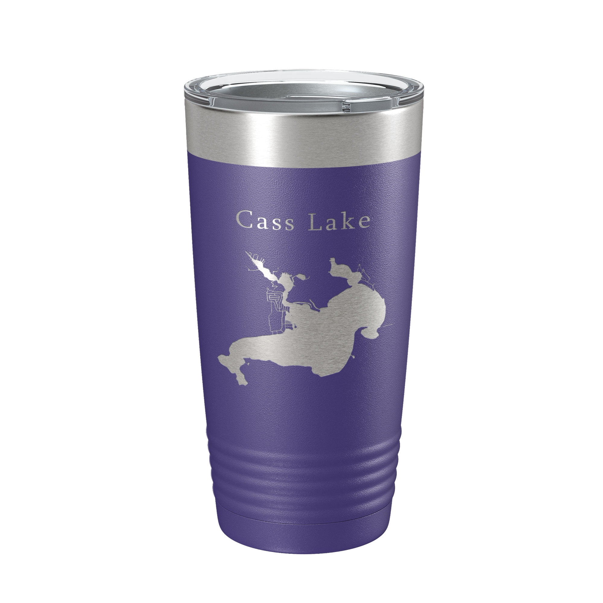 Cass Lake Map Tumbler Travel Mug Insulated Laser Engraved Coffee Cup Michigan 20 oz Purple ...