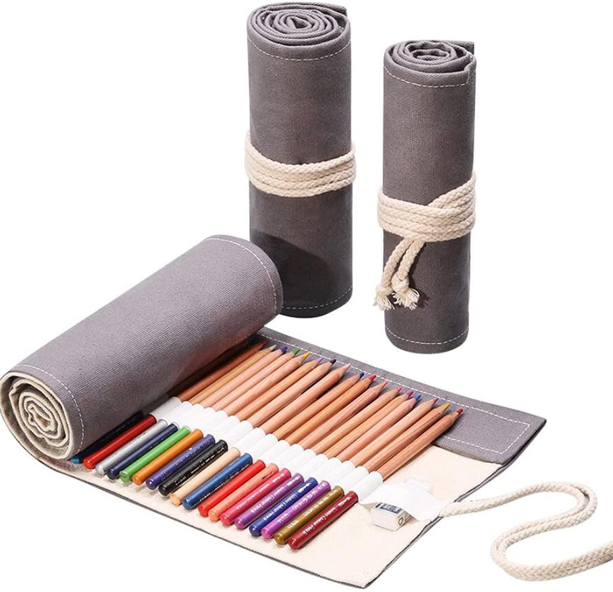 Pencil Roll Wrap,Drawing Coloring Canvas Pencil Roll 36/48/72 Slots ...