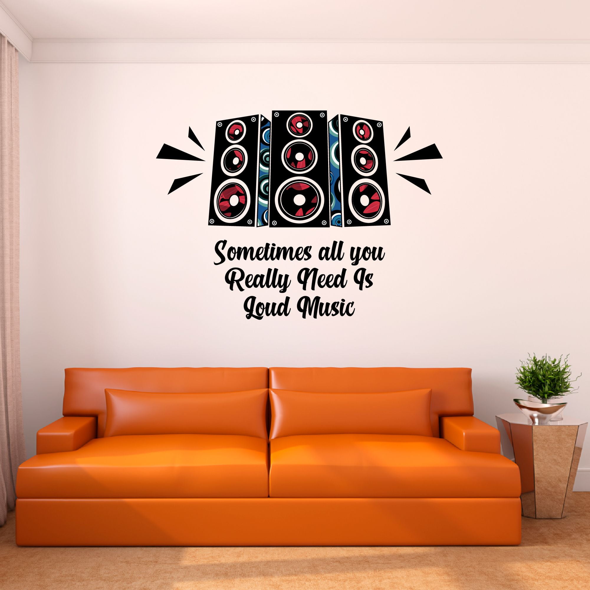 Music Wall Decal Acoustic Music Speaker with Musical Notes Bedroom Wall ...