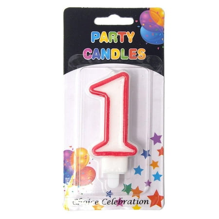 Number 1 Birthday Candle, White/Red, 2-1/2-Inch - Walmart.com - Walmart.com
