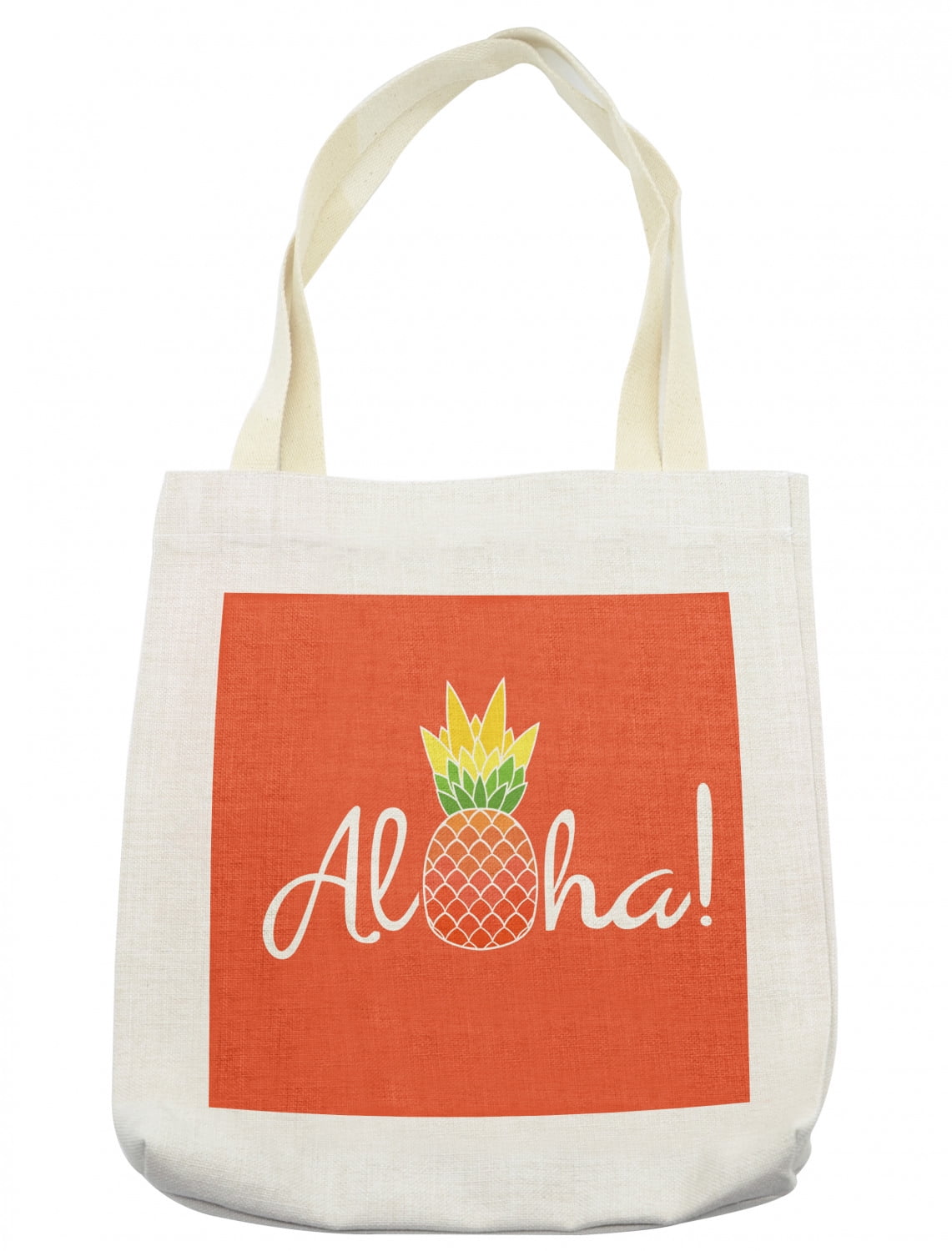 Aloha Tote Bag, Aloha Calligraphy with a Pineapple Fruity Hawaiian ...