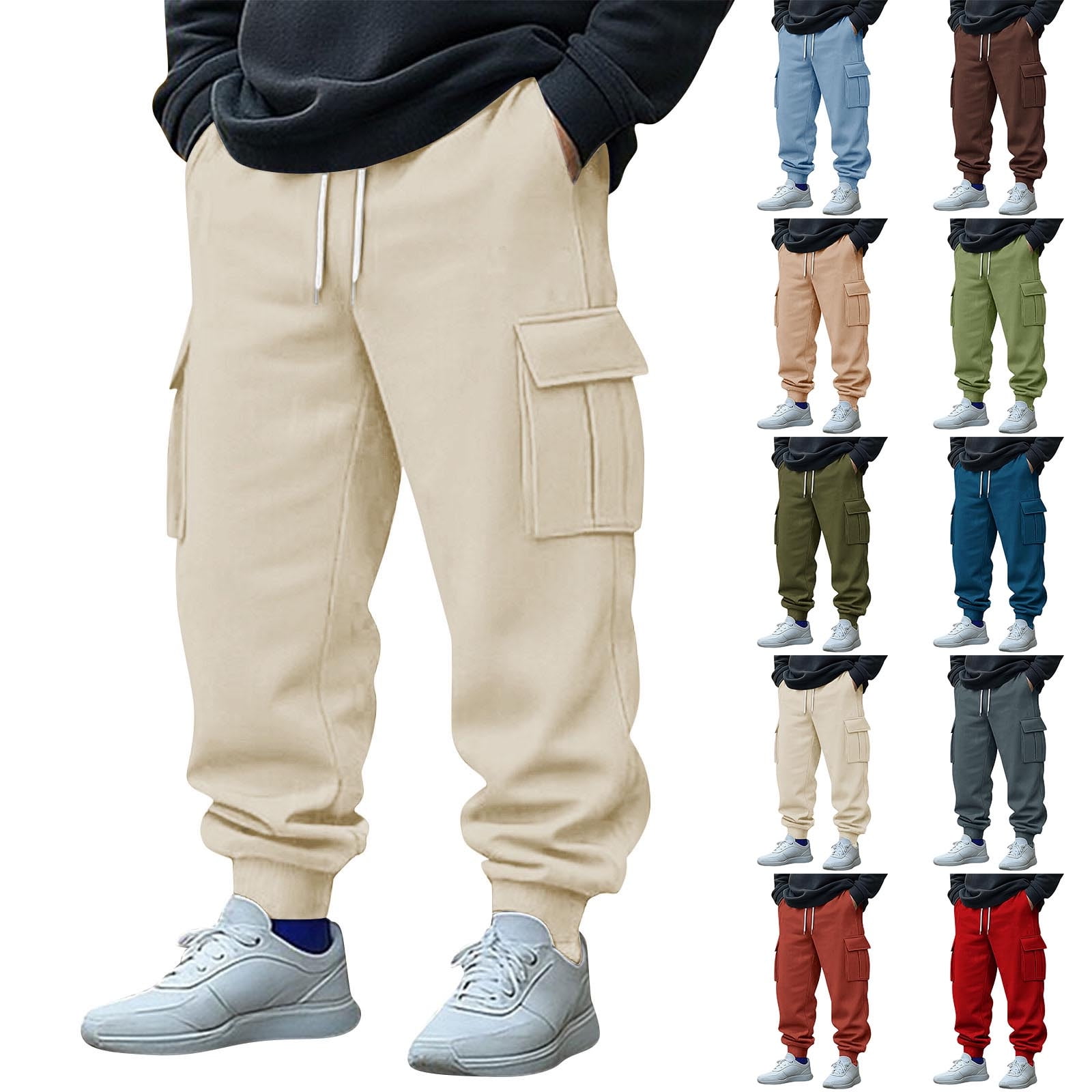 Click here for Yuyuzo Mens Cargo Sweatpants Causal Drawstring Wor... prices