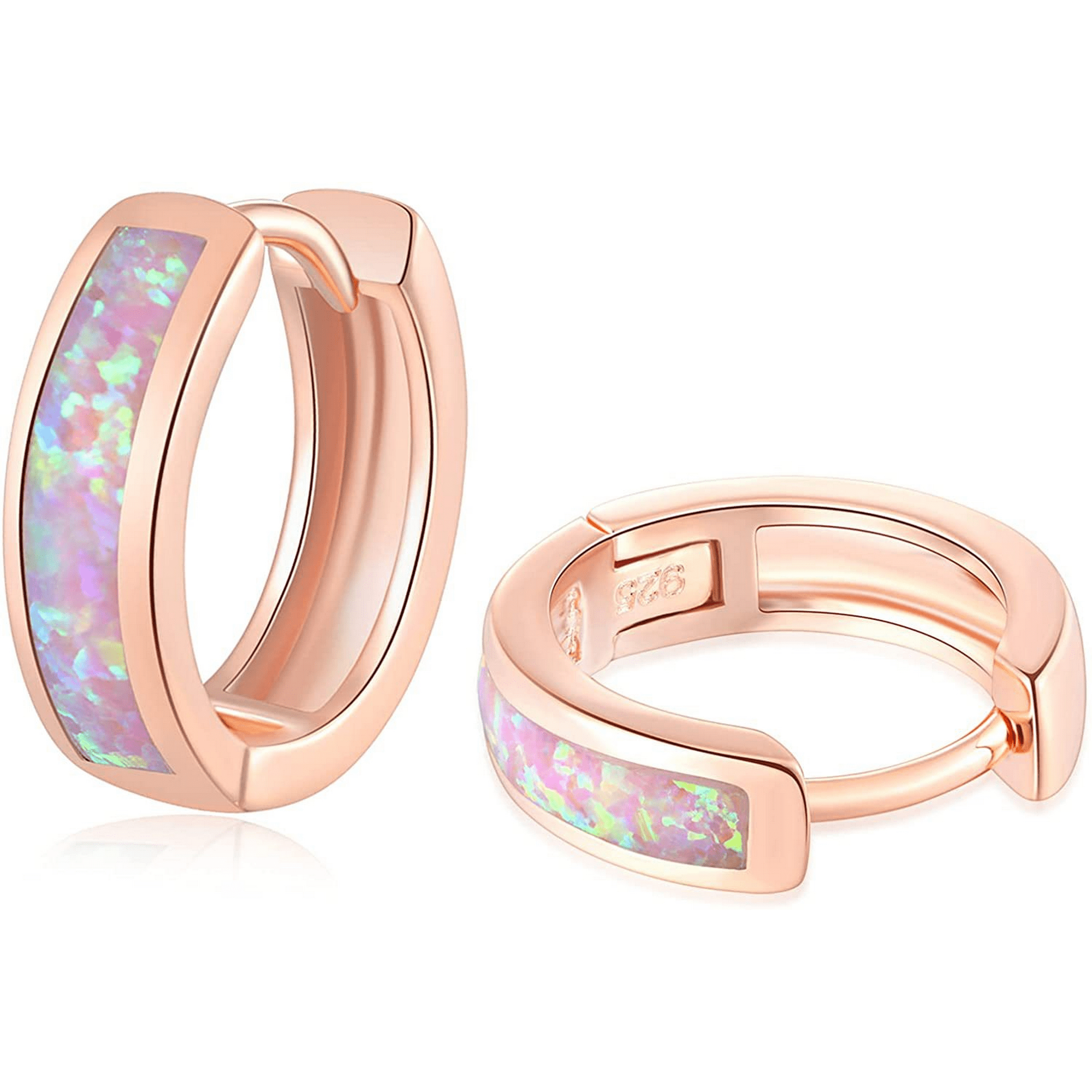 Click here for Unbranded Opal Hinged Hoop Earrings Gold Plated Hy... prices