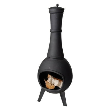 Esschert Design 26" Black Finish Cast Iron Chiminea - Walmart.com