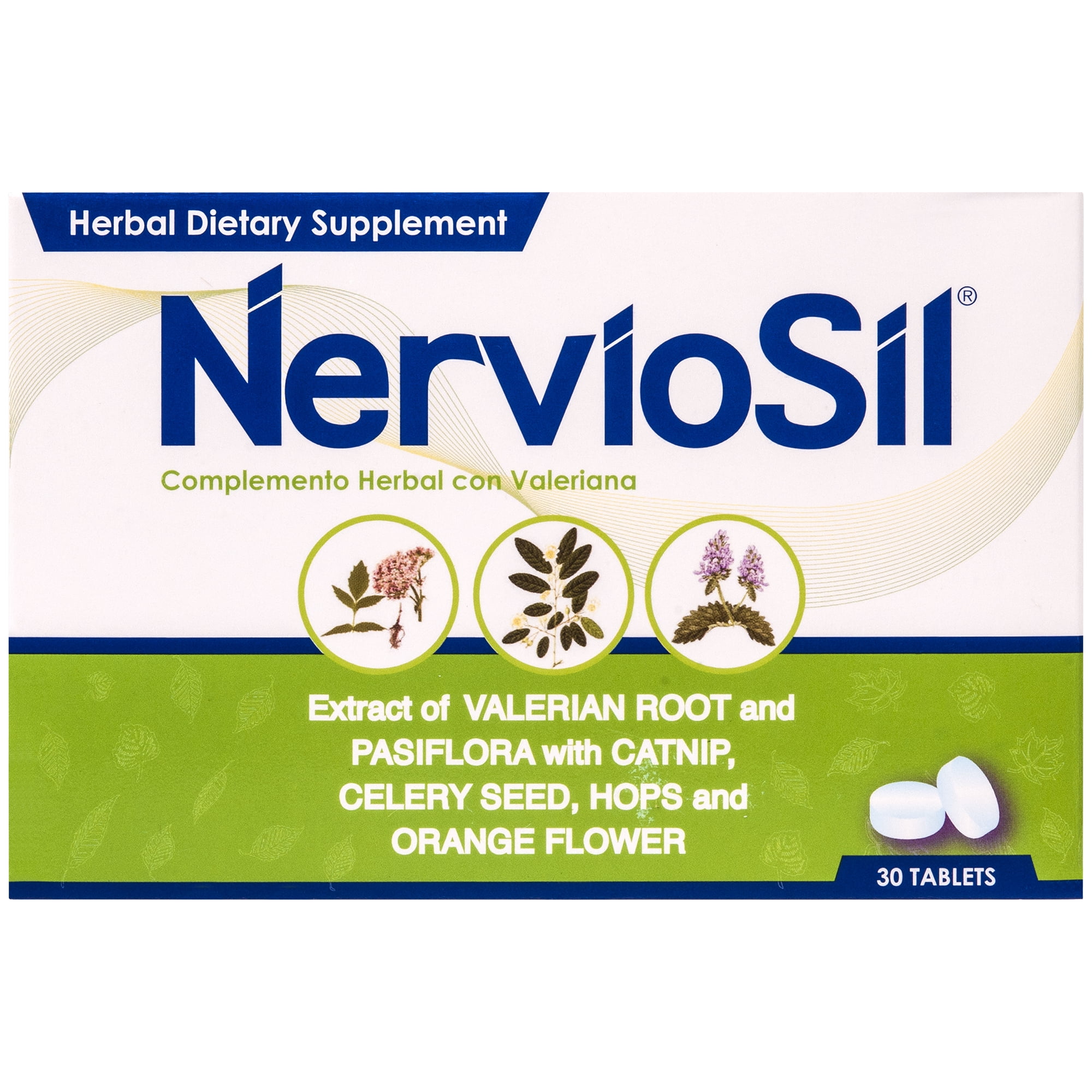 Nerviosil Calming Herbal Dietary Supplement with Valerian Root, 30 Ct ...