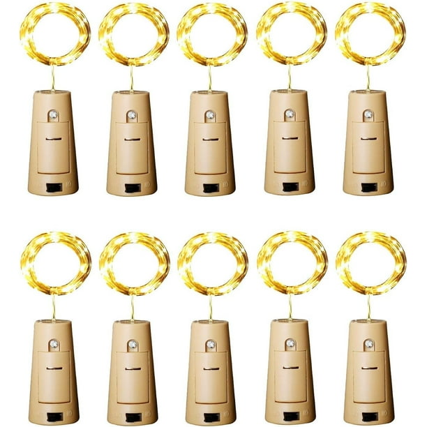 Luces para botellas de vino YONGSHENG 10 Piezas LED Corcho Blanco ...