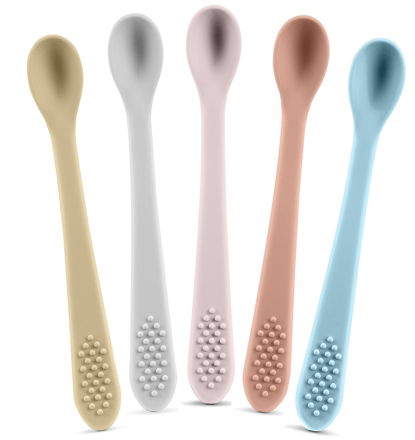 Best First Stage Baby Infant Spoons, 5-Pack, Soft Silicone Baby Spoons ...