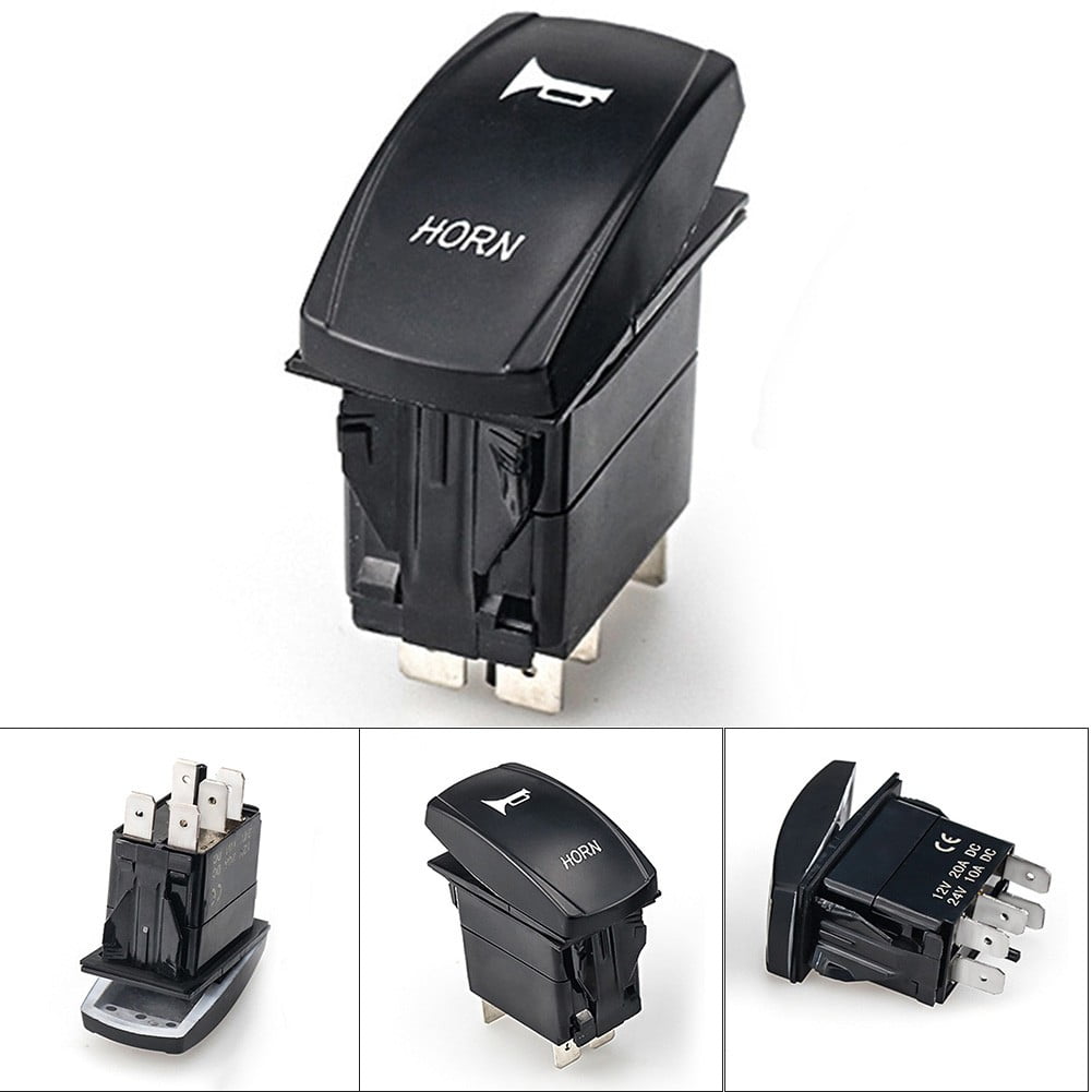 Blue LED Horn Toggle Rocker On Off Switch Speaker Push Button Car Boat ...