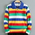 Boys Red Polo Shirt, Long Sleeve 100% Cotton Striped Kids Shirt with ...