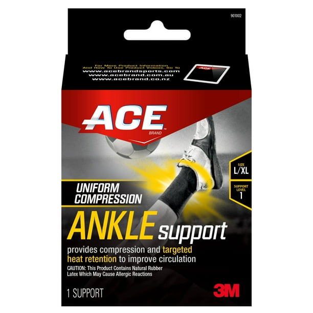 ACE Brand Compression Ankle Support, Large/Extra Large, Black, Unisex ...