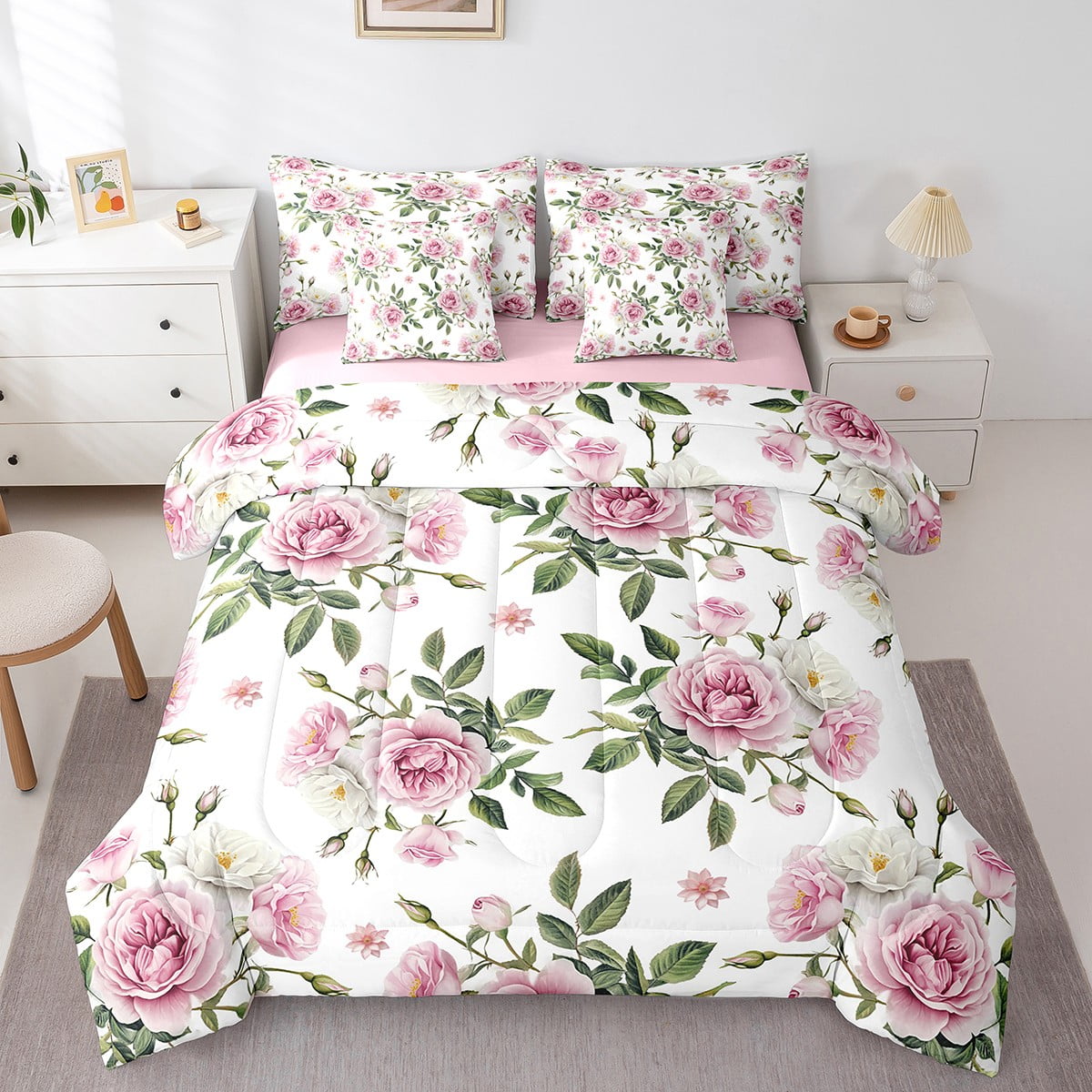 Click here for Erosebridal Pink Flower Bedding Sets Twin Size flo... prices