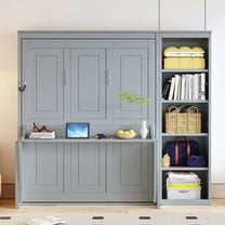 Full Size Murphy Bed with Desk and Bookshelf, Space-Saving Design ...