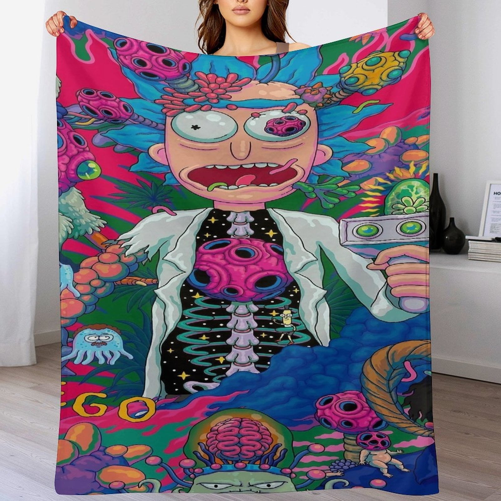 Manta de franela suave y acogedora de Rick y Morty para niños y niñas, mantas de vellón cálidas ...