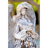 Alpine Angel Holding Bird Pebbled Garden Statue, 18 Inch Tall - Walmart.com