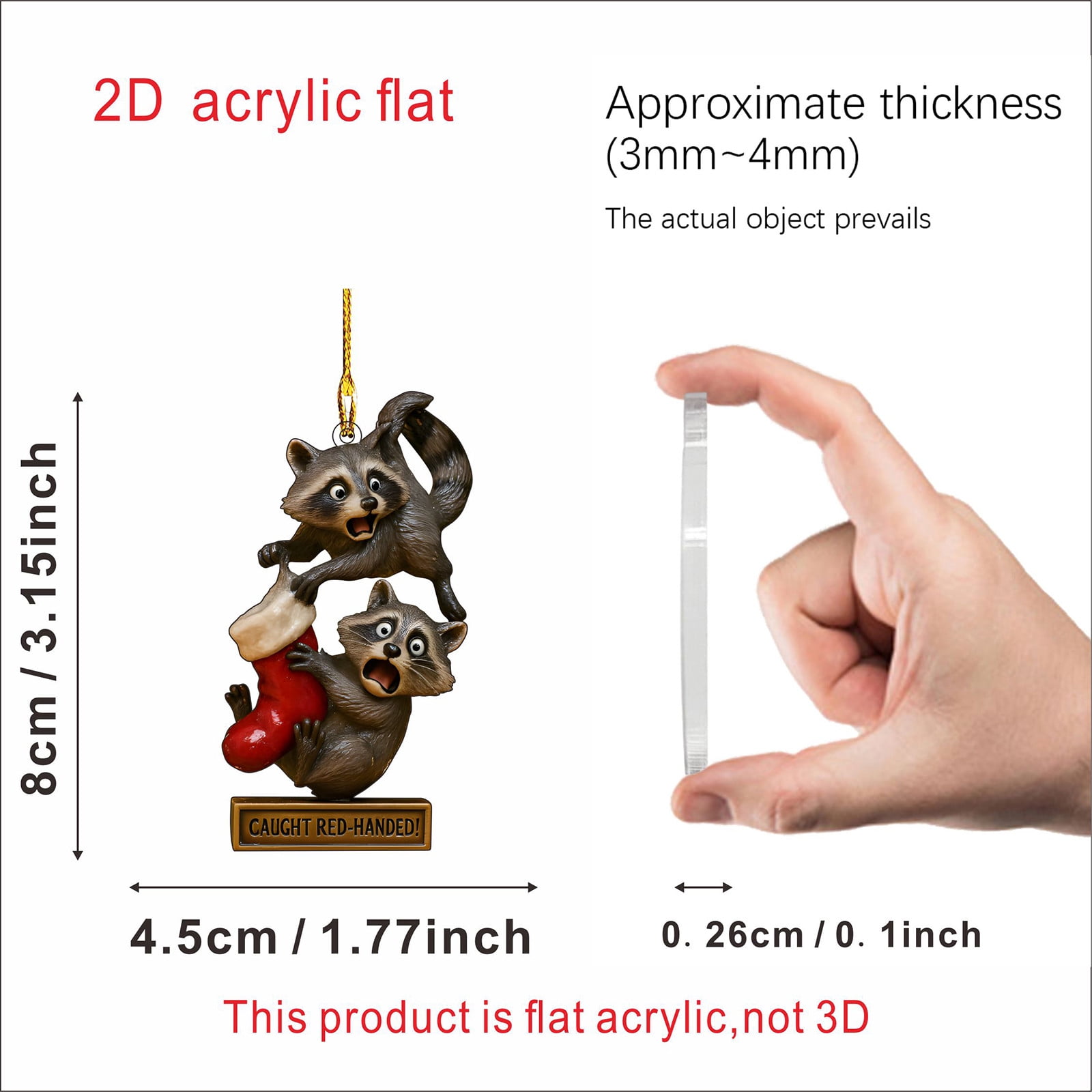 Click here for Eoozwa Christmas Raccoon Ornament 2d Flat Acrylic... prices