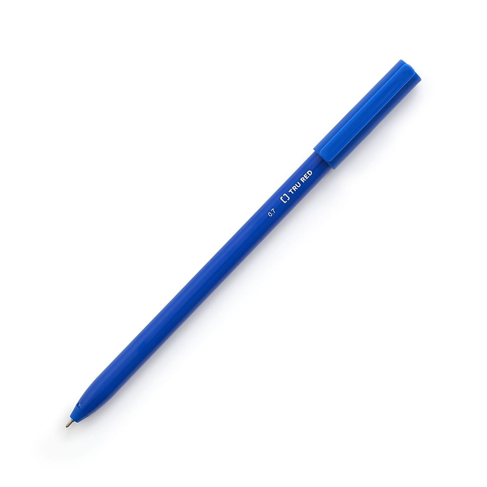 TRU RED Ballpoint Pen Fine Point 0.7mm Blue Dozen TR52857 - Walmart.com ...
