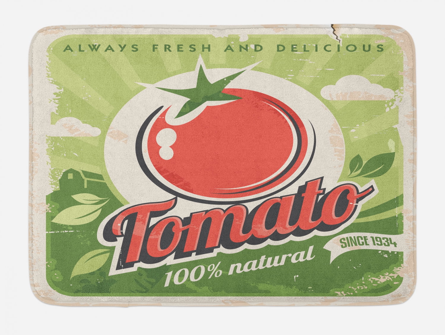 Vintage Bath Mat, Vintage Tomato Poster with an Antique Paper Print in ...
