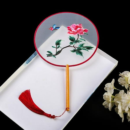 Semi-transparent Long Handle Fringed Cheongsam Embroidered Small Round ...
